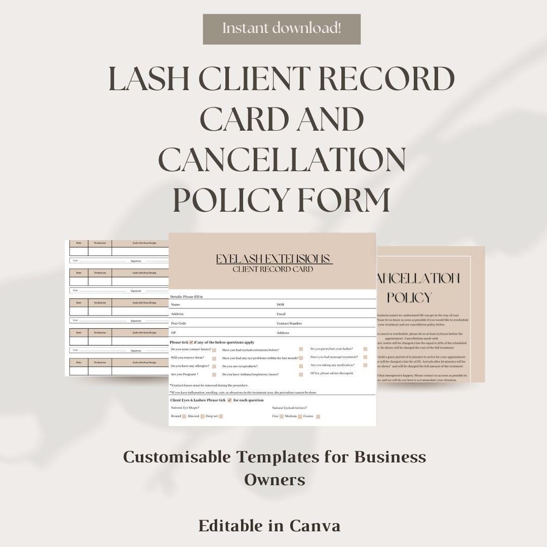 Lashing Business Client Patch Test Card, Record Card, Salon ...