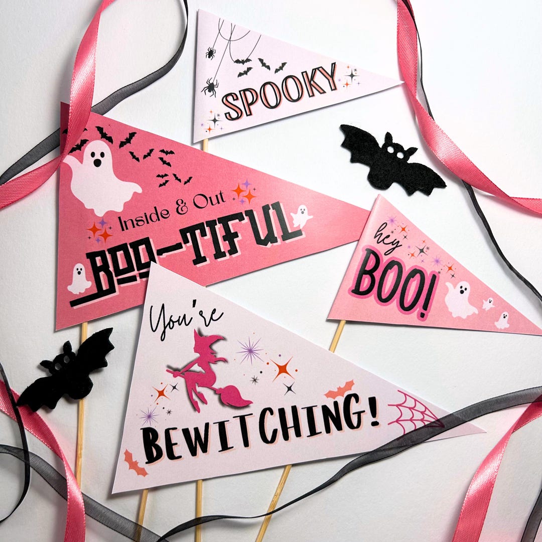Printable Pink Adorable Halloween Pennant Flags 6 Designs in A4/A5 ...