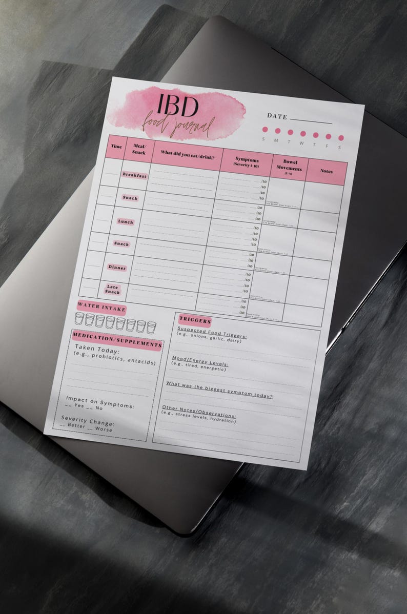 IBD Symptom Tracker & Food Journal Printable Daily Log for Meals, Bowel ...