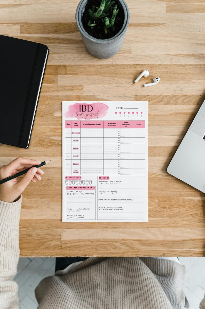 IBD Symptom Tracker & Food Journal Printable Daily Log for Meals, Bowel ...