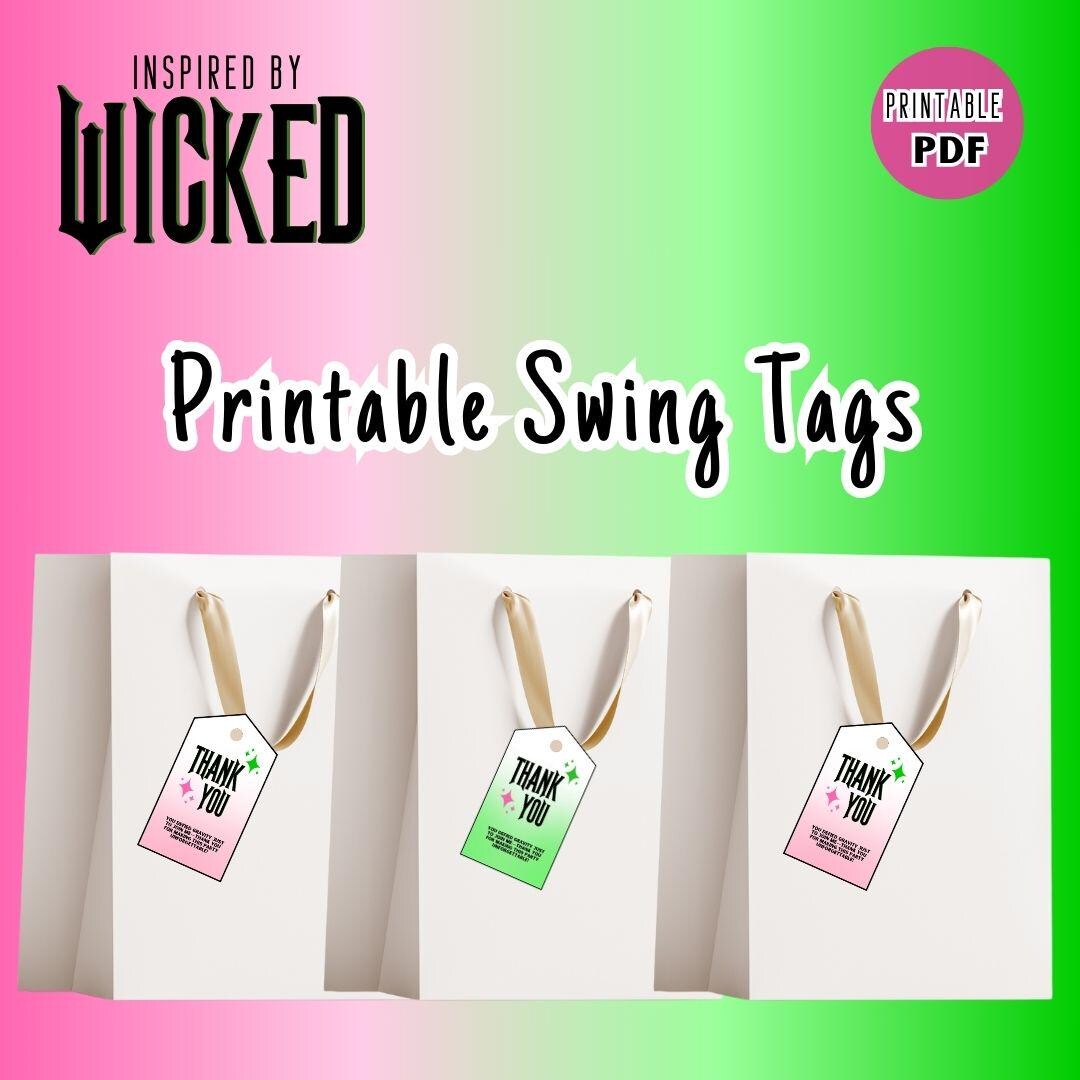 Printable Wicked Inspired Swing Tags Pink & Green Gift Bag Tags, 2 ...