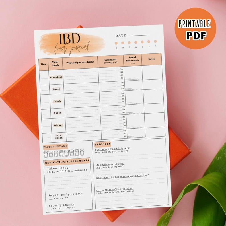 IBD Daily Food Diary Printable PDF Symptom Tracker Manage IBD With ...