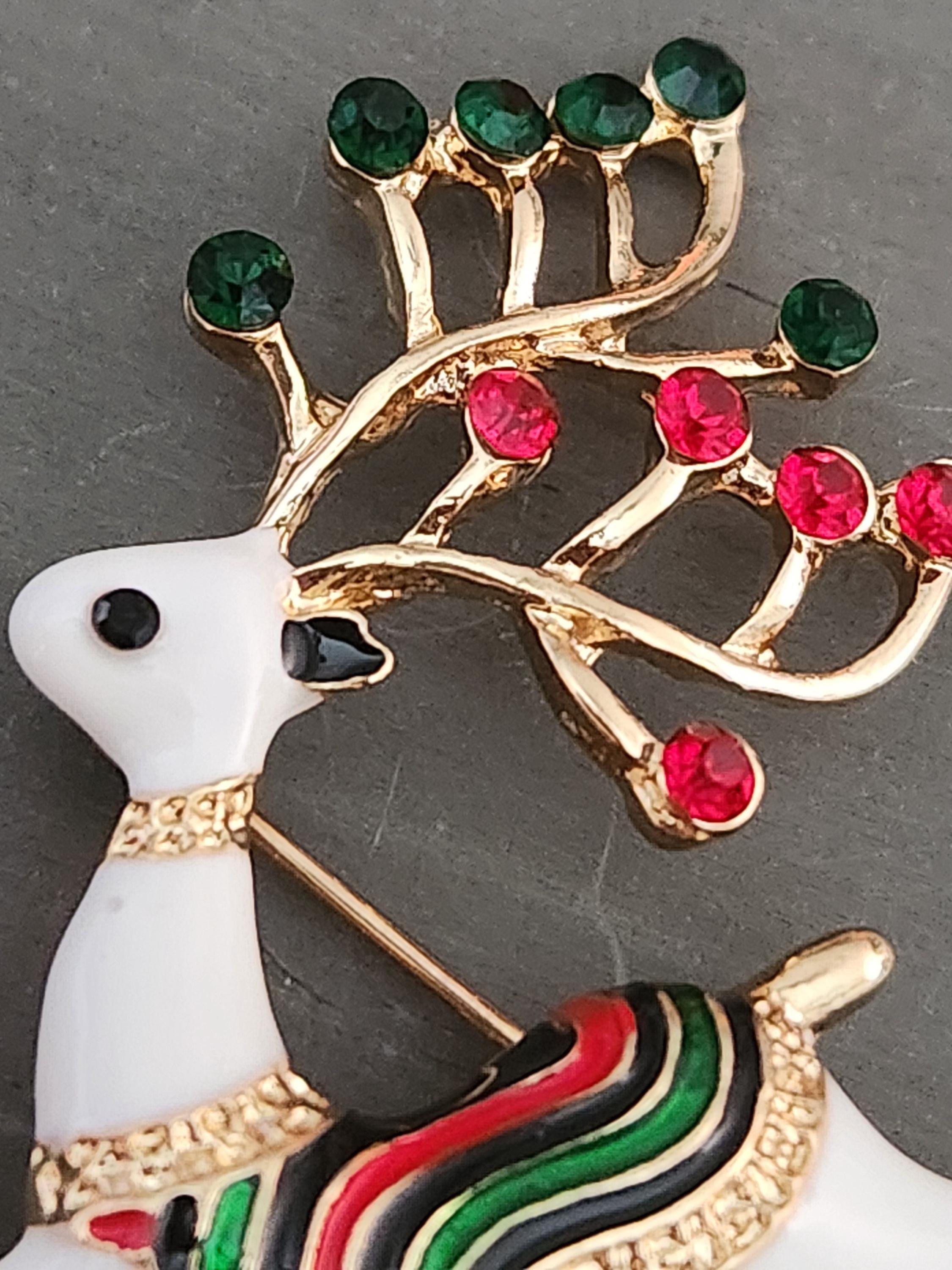 Christmas Brooch, Christmas Reindeer Lapel Pin, Reindeer Brooch ...