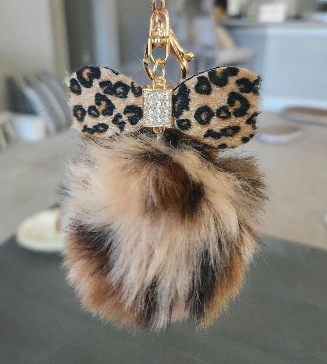 Keychain, Furry Key Chain, Animal Print Backpack Clip, Purse Clip ...