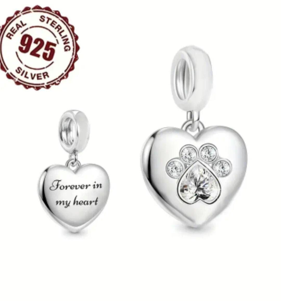 Remembering a Pet Charm, Silver Cat/dog Paw Charm, Bracelet Charm ...