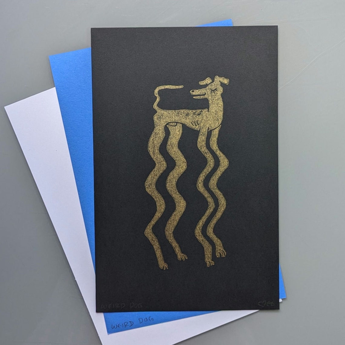 Weird Dog - Linocut Print - Etsy