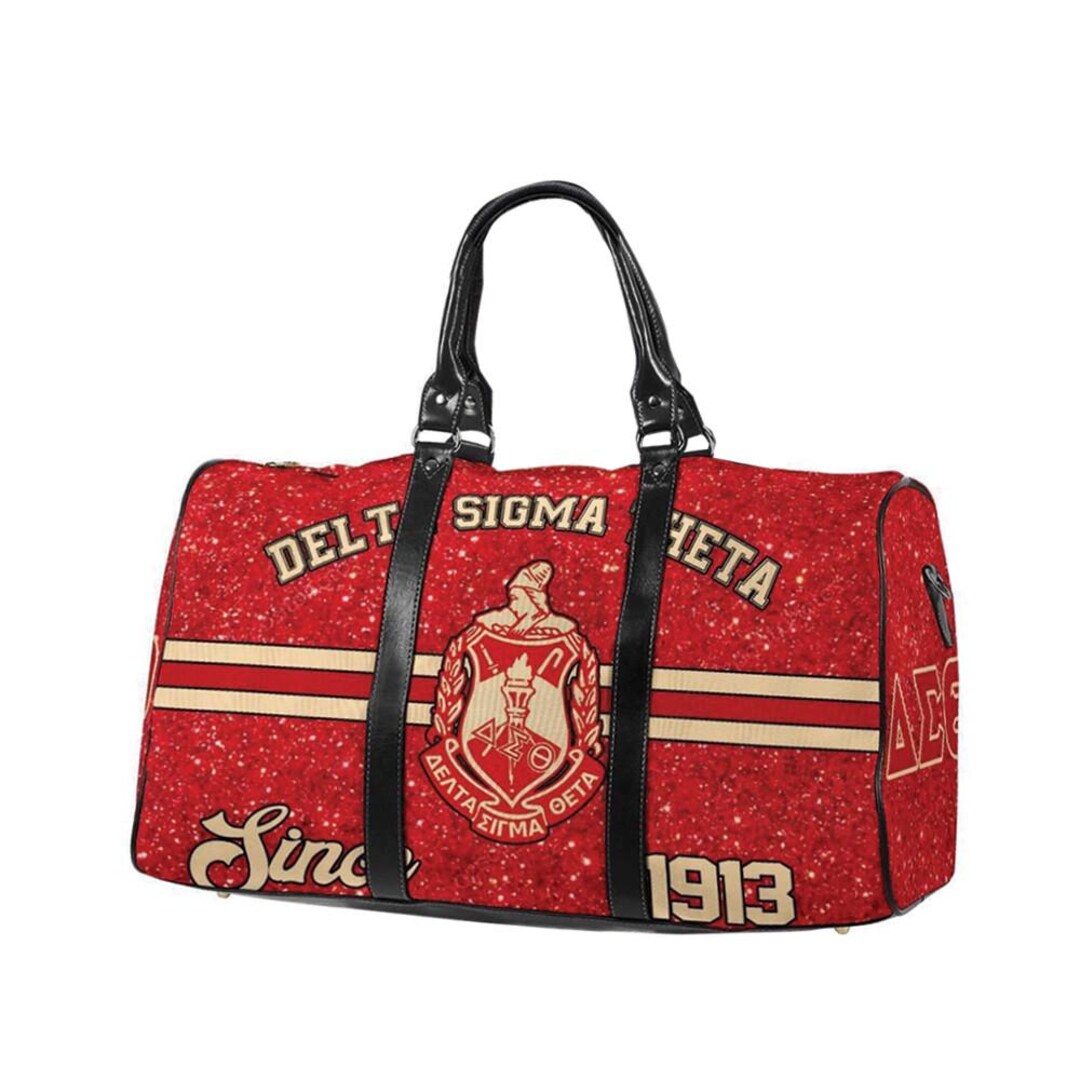 Delta Sigma Theta Travel Bag, Delta Sigma Theta Gilter Crimson Stylized ...