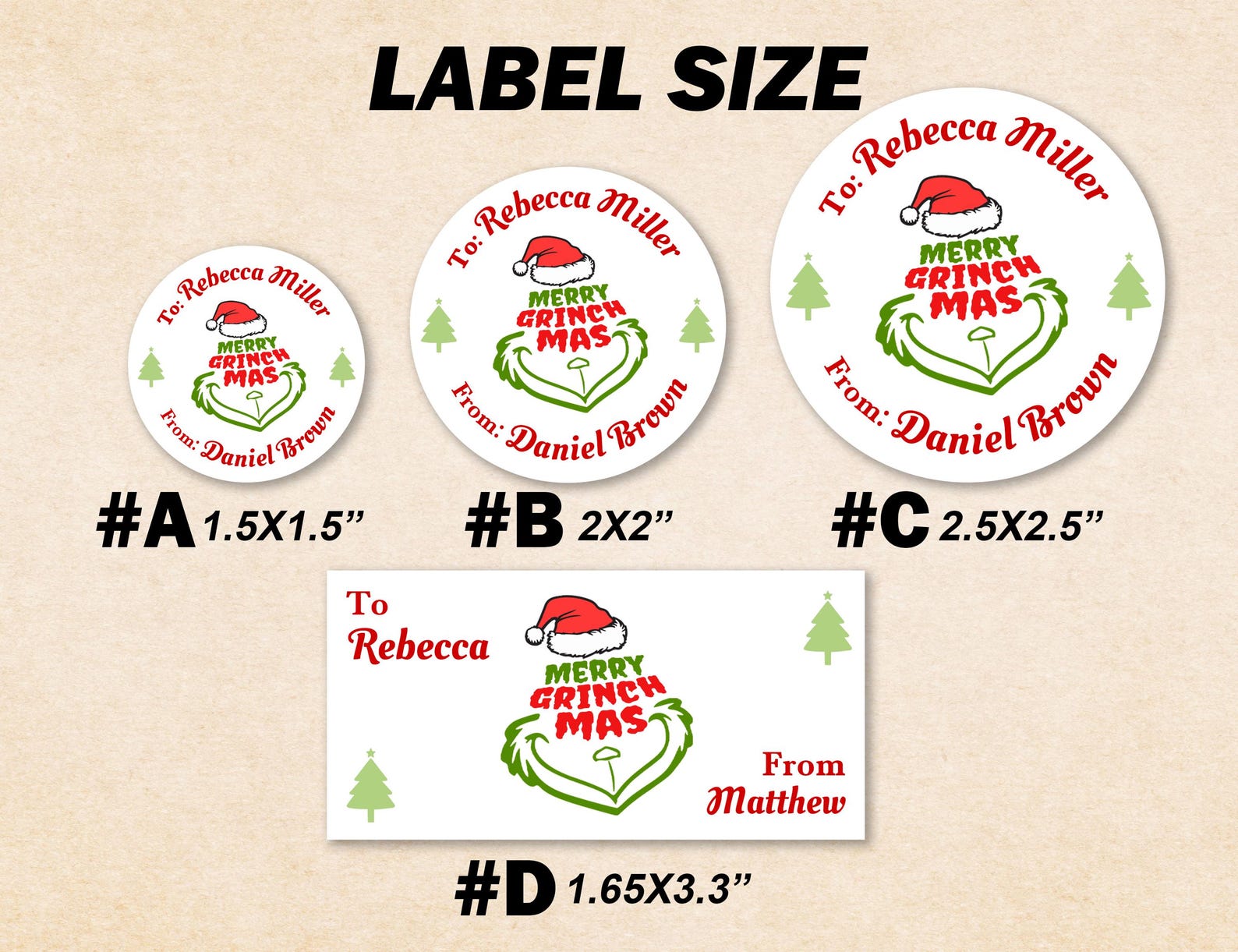 Cute Grinch Kids Gift Labels/christmas Gift Tags/grinch Treat Candy Bag ...