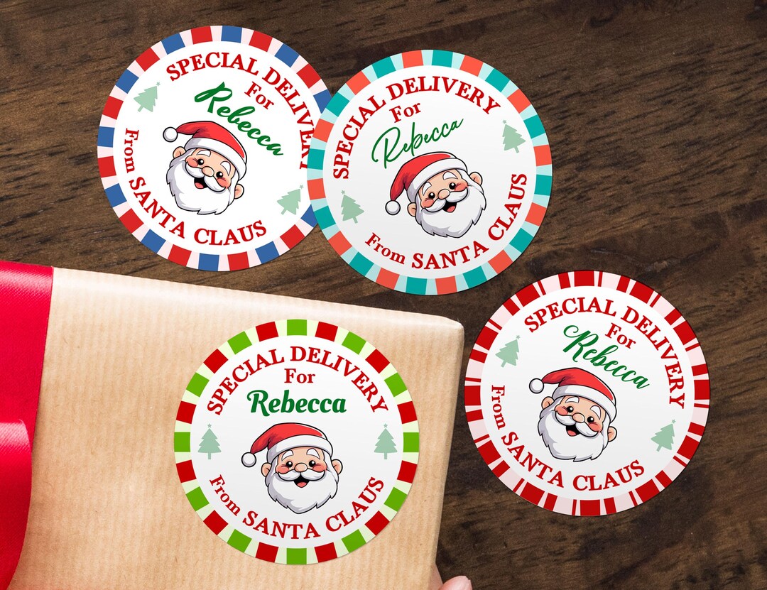 Personalized Christmas Gift Tag Labels, From Santa Claus Stickers, From ...