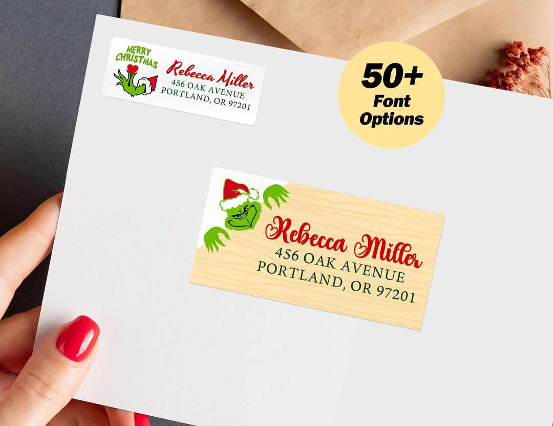 Personalized Grinch Labels Christmas Return Address Labels Xmas Guest ...