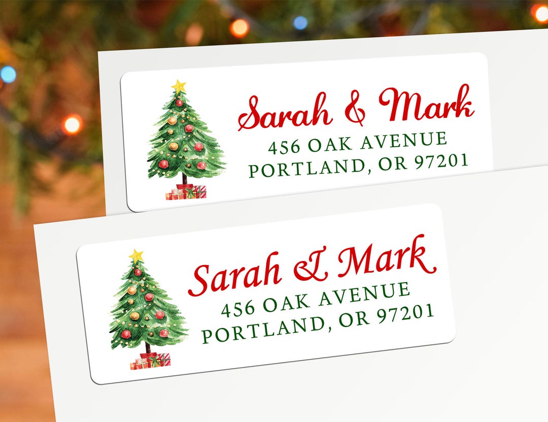 Custom Christmas Tree Address Label/unique Holiday Label for Christmas ...