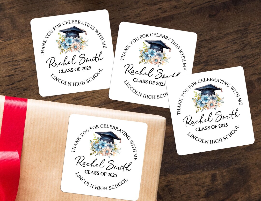 Thank You Stickers for Graduation 2025/bulk Custom Party Favor Labels ...