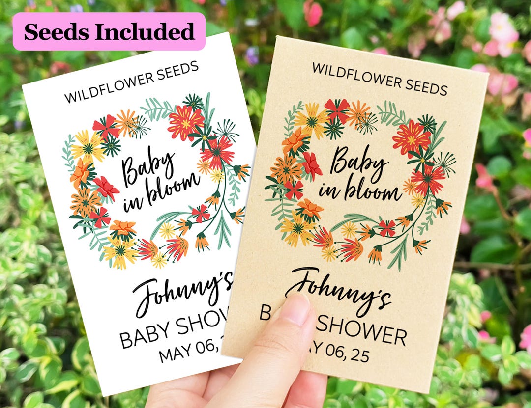 Personalized Baby Shower Seed Packets/baby in Bloom Wildflower Seed Packet With Seeds/birth ...