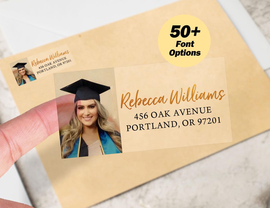 Clear & White Address Labels/graduation Return Address Labels/photo ...