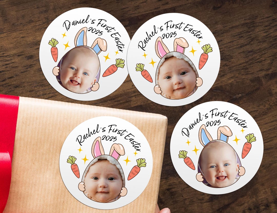 Personalized Easter Gift Tags With Kids Photo, Easter Rabbit Gift ...