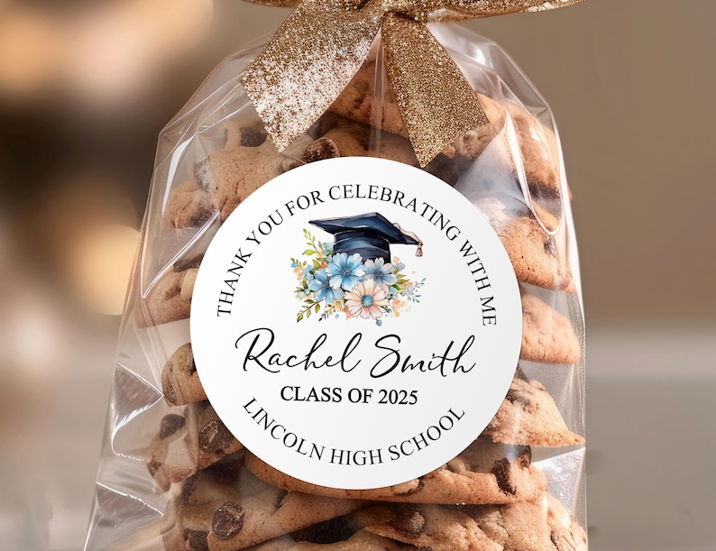 2025 Graduation Thank You Favor Stickers, Graduation Personalized ...