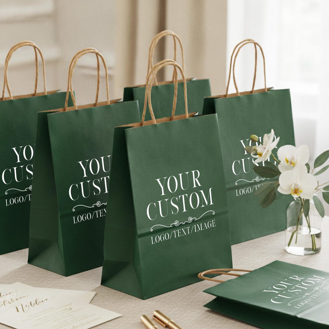 Personalized Logo Kraft Paper Gift Bags, Custom Party Favor Bags for ...