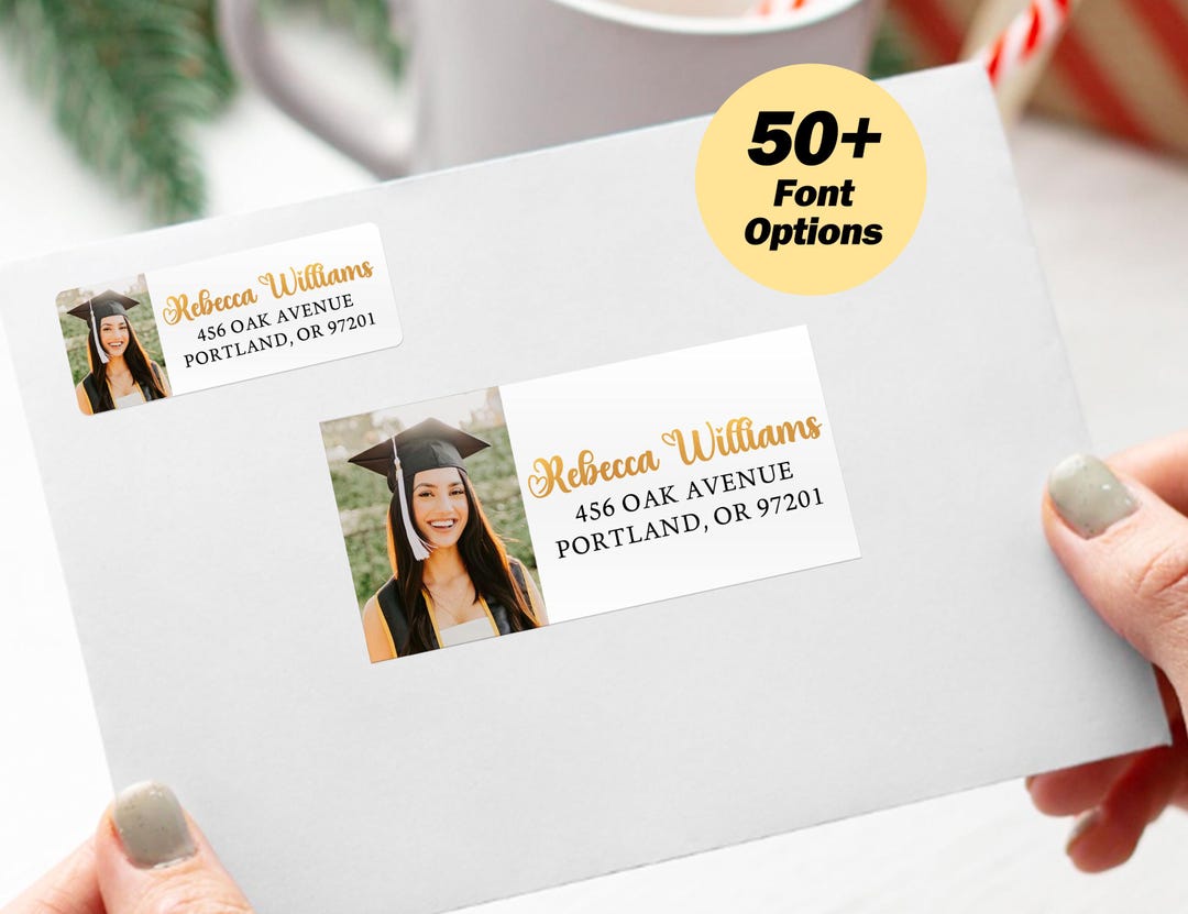 Custom Graduation Address Labels With Your Photo or Logo/grad Photo ...