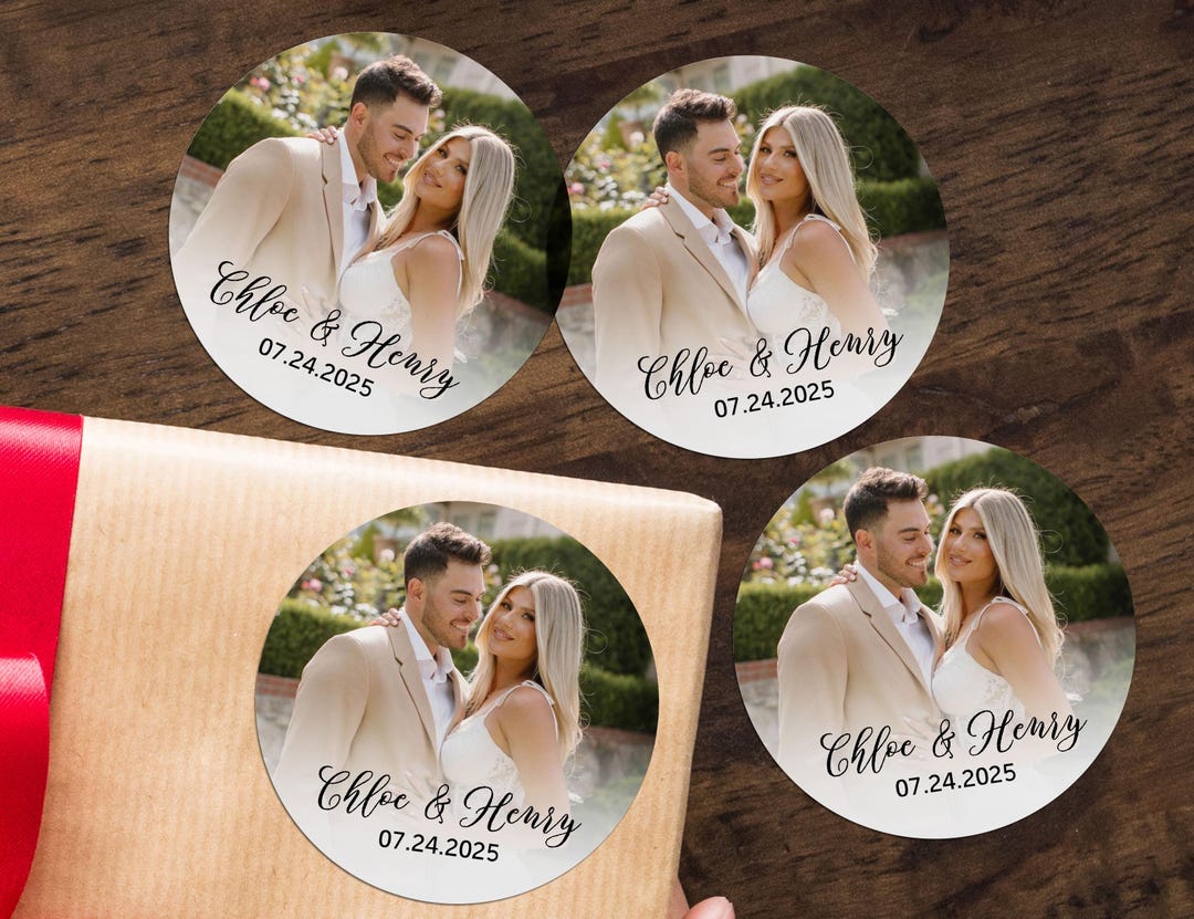 Custom Wedding Favor Sticker, Personalized Photo Wedding Favor Labels ...