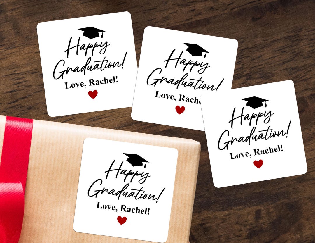 Custom Square Graduation Stickers/personalized Graduation Label/happy ...