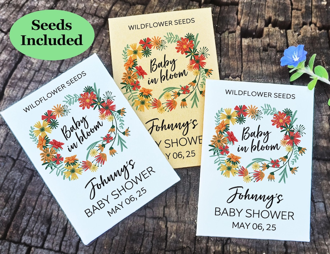 Baby Shower Seed Packets, Baby Shower Favors, Custom Wildflower Seed ...