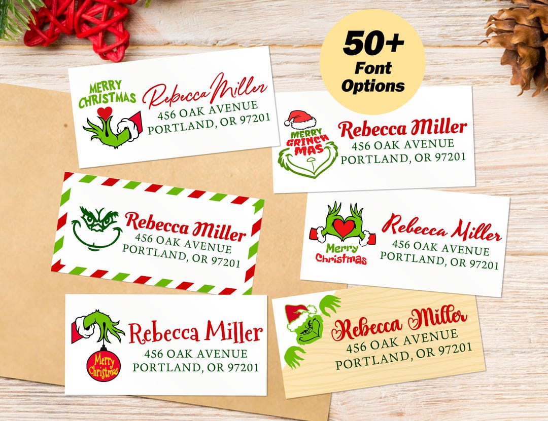 Merry Grinchmas Return Address Labels Christmas Guest Labels Grinch ...