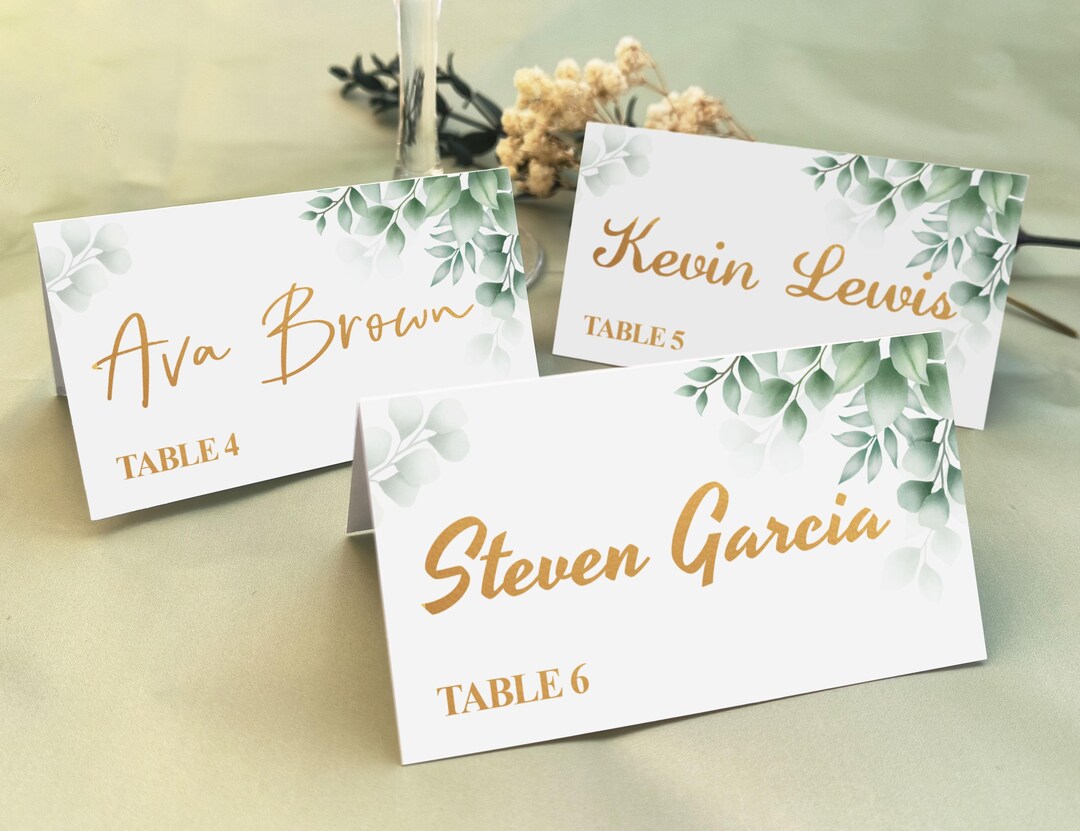 Personalized Wedding Place Cards Printed, Minimalist Guest Name Cards ...