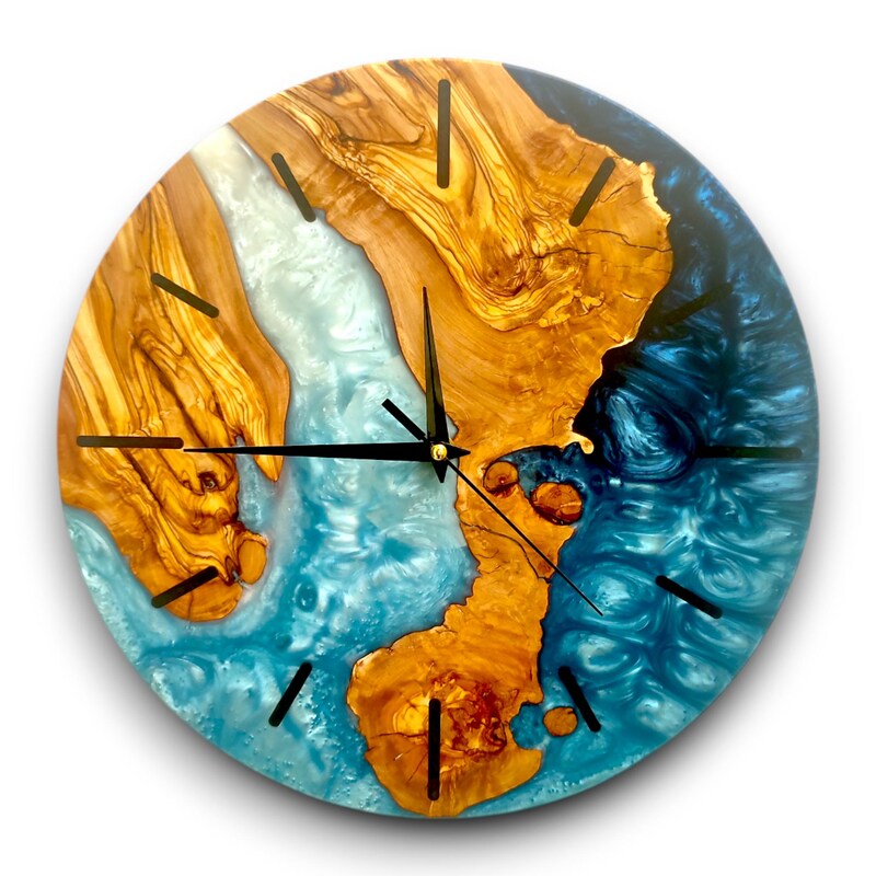Resin and Wood Clock - Etsy