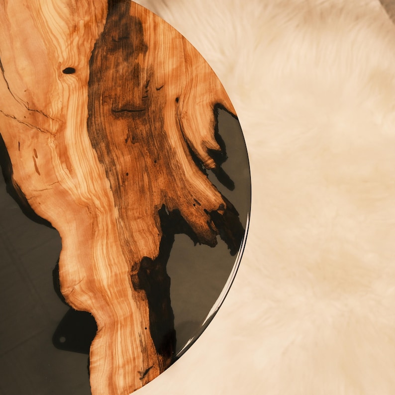 Handmade Olive Wood and Black Epoxy Coffee Table - Etsy