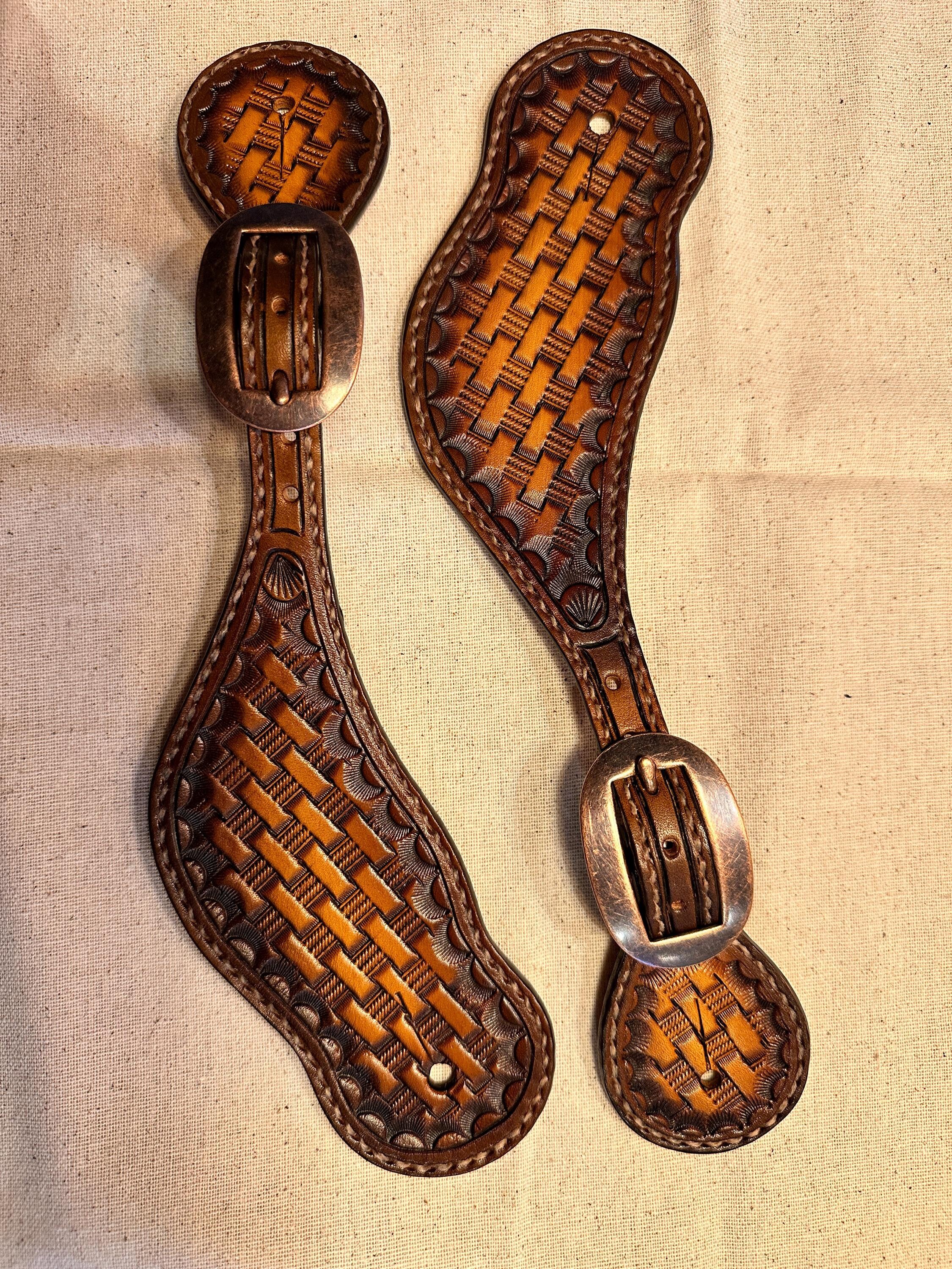 Hand Tooled Leather Spur Straps - Etsy