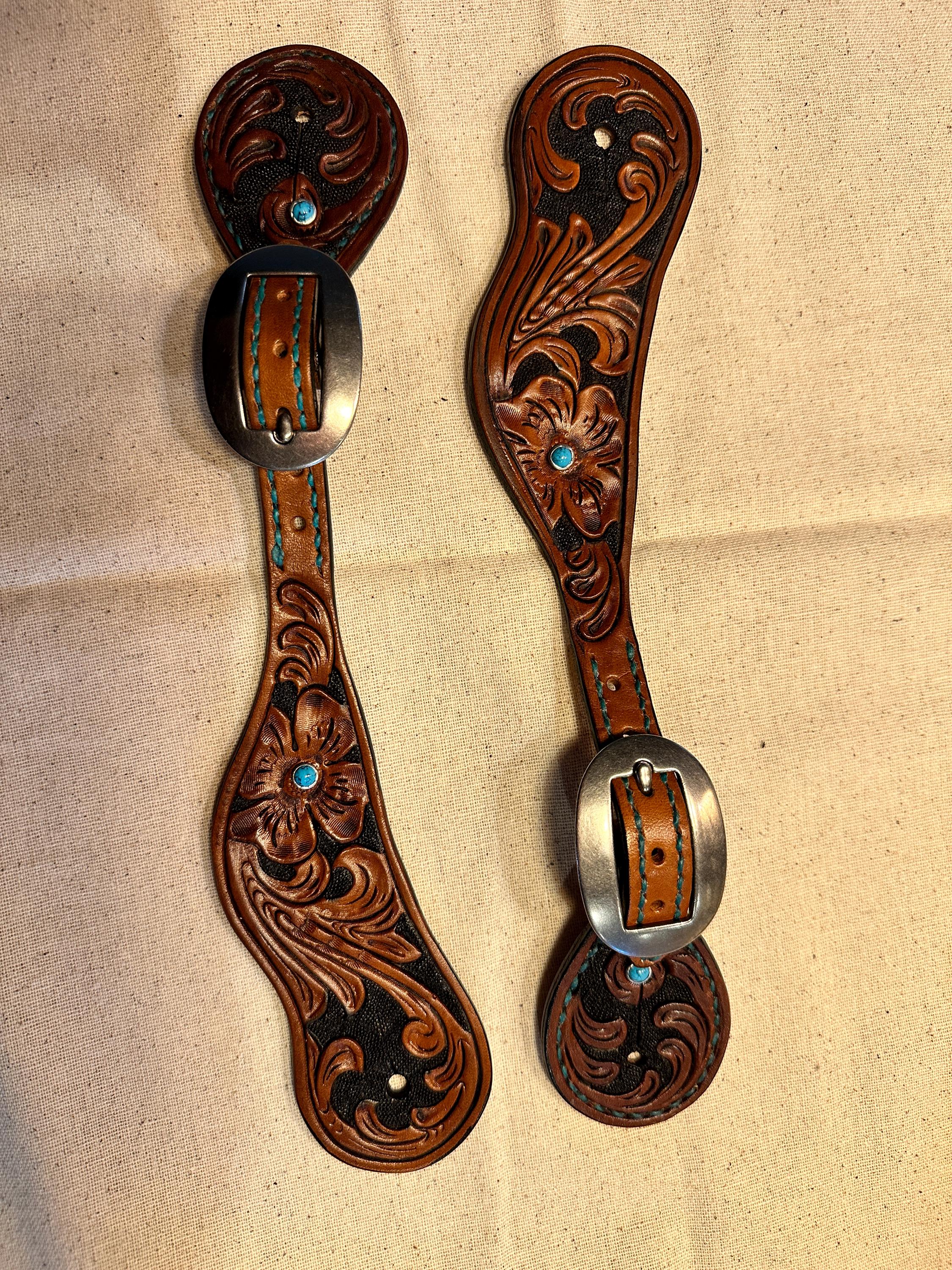 Hand Tooled Leather Spur Straps - Etsy