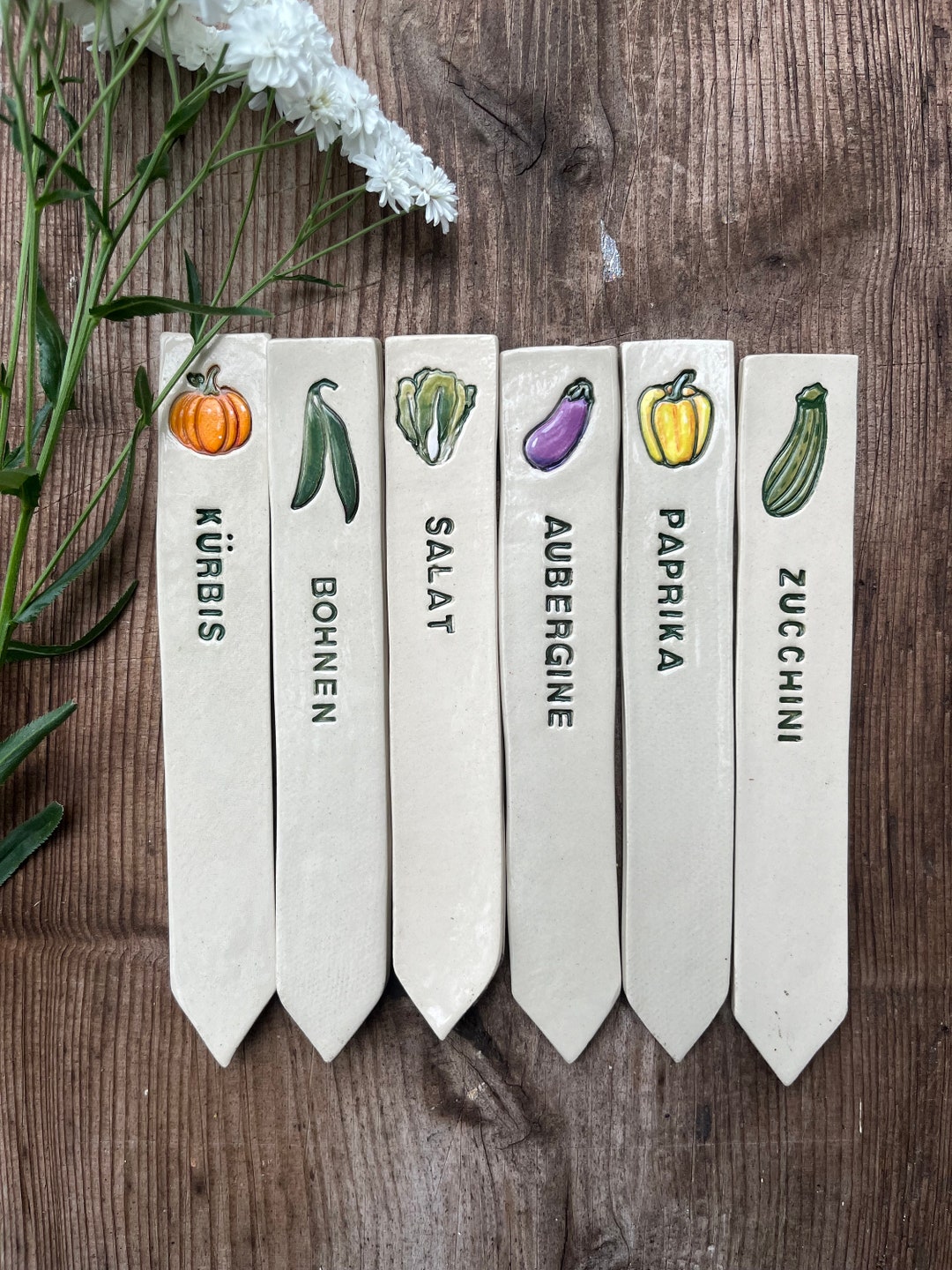 Labeled Plant Markers, Herb Markers, Handmade Ceramic Plant Markers ...
