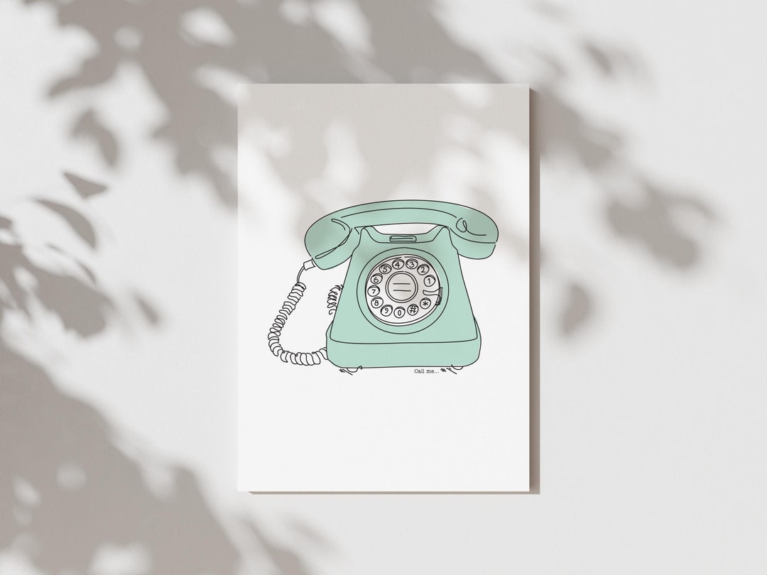 Original Digital Download Wall Art | Retro Phone, Call Me, Line Art ...