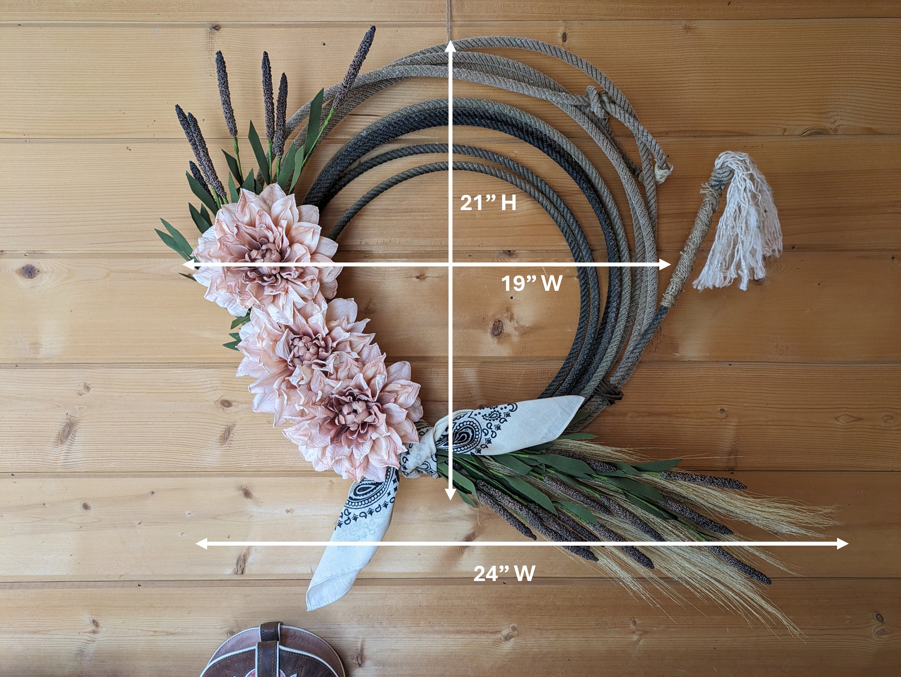 Western Cowboy Rope Wreath / Rustic Lariat Wreath / Farmhouse Wreath ...