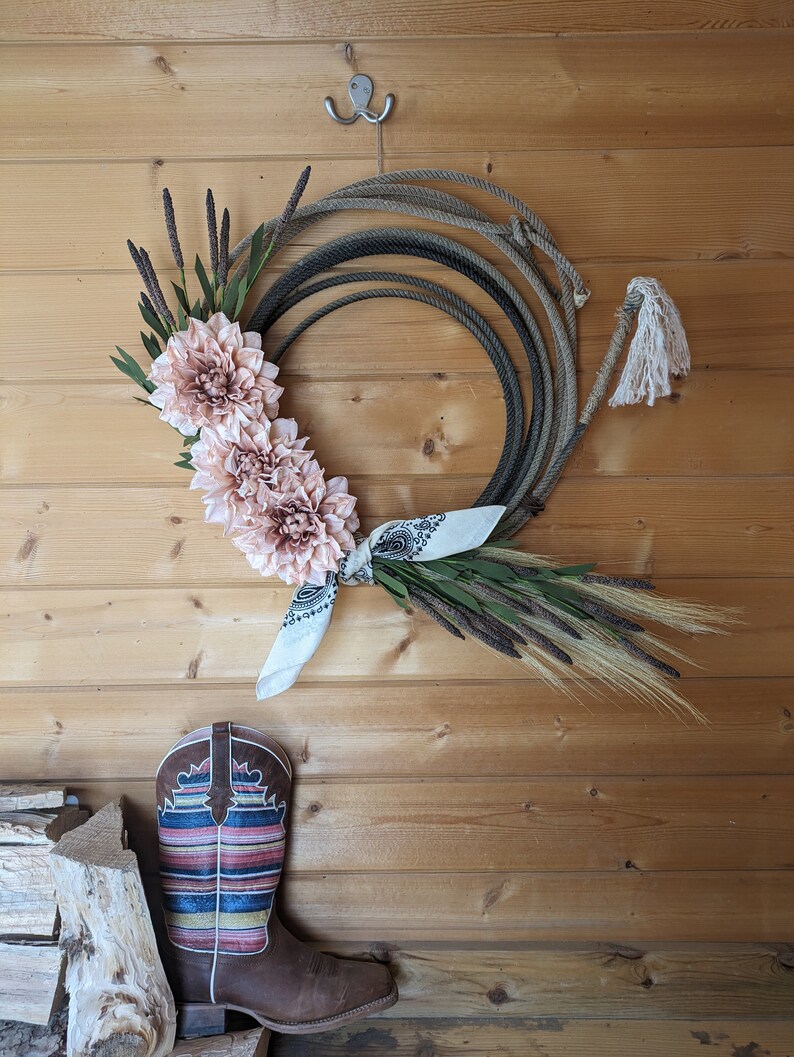 Western Cowboy Rope Wreath / Rustic Lariat Wreath / Farmhouse Wreath ...