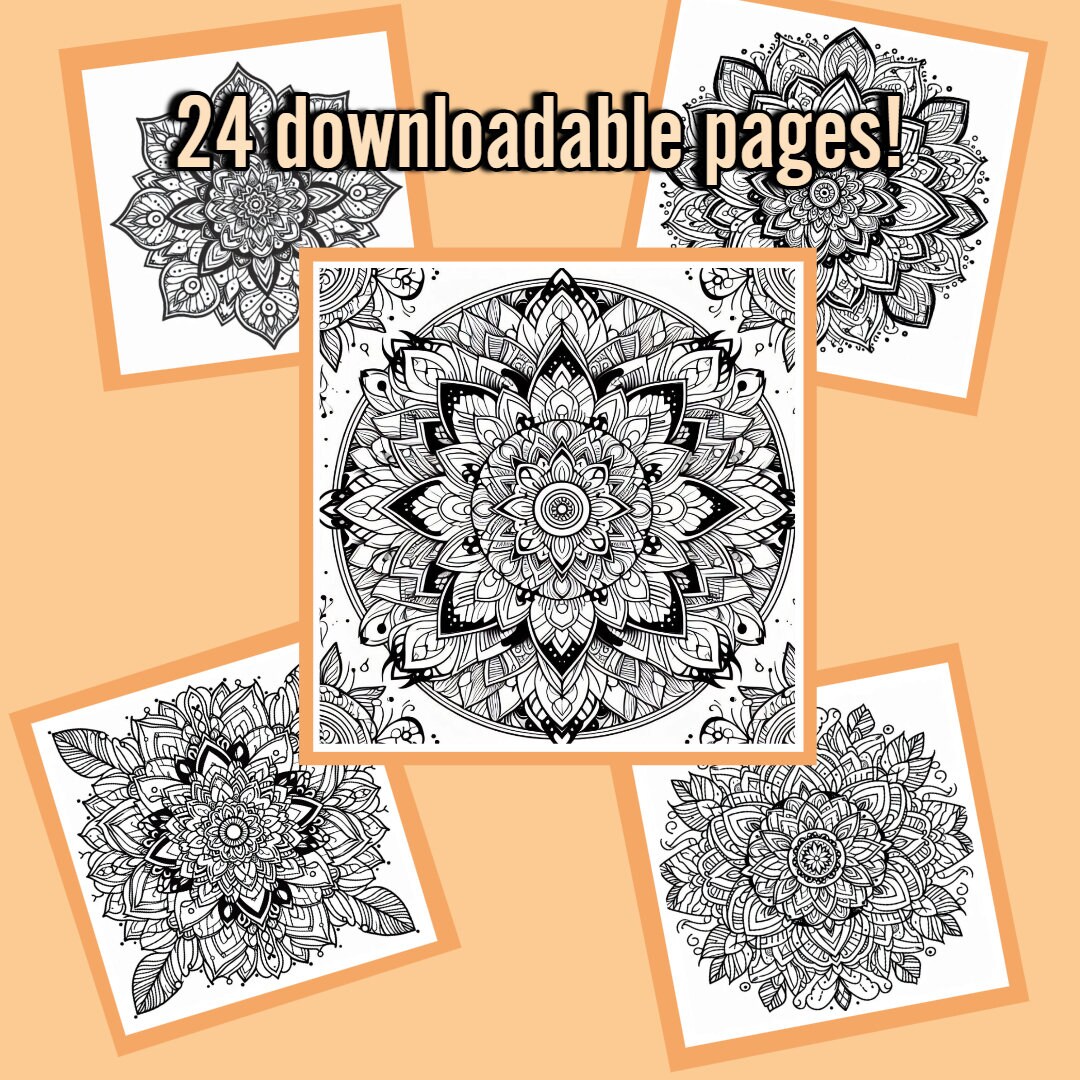 24 Printable Digital Coloring Pages Boy Girl Mandala Designs Adults Kid ...