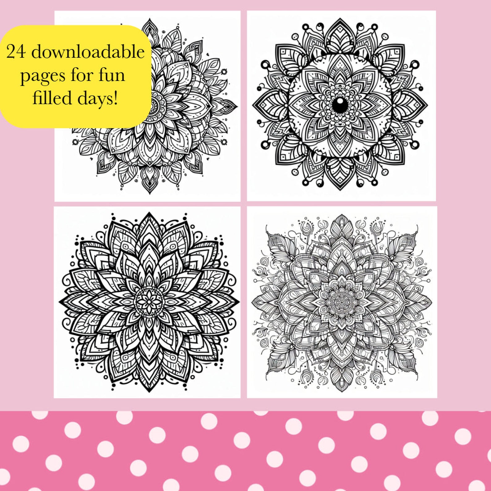 24 Printable Digital Coloring Pages Boy Girl Mandala Designs Adults Kid ...