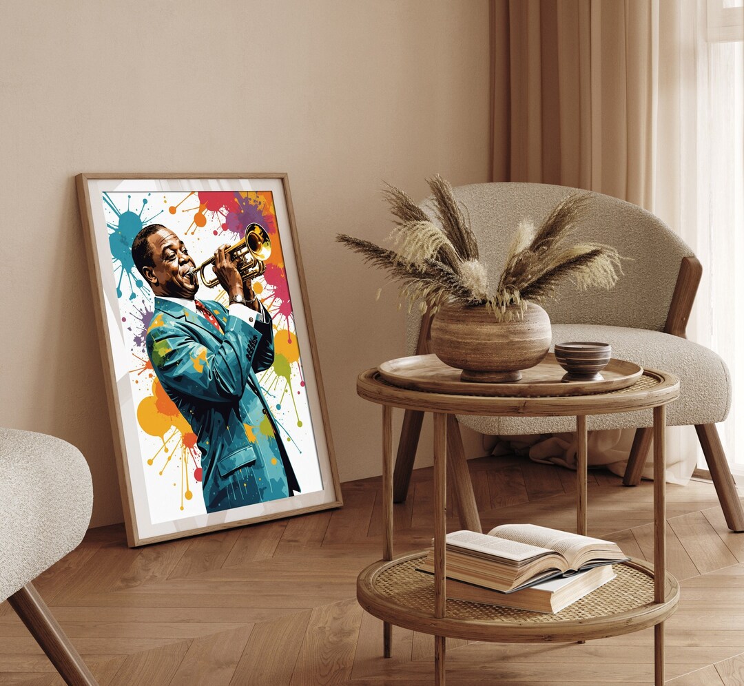 Louis Armstrong Poster Jazz Icon on White Background Perfect for Music ...