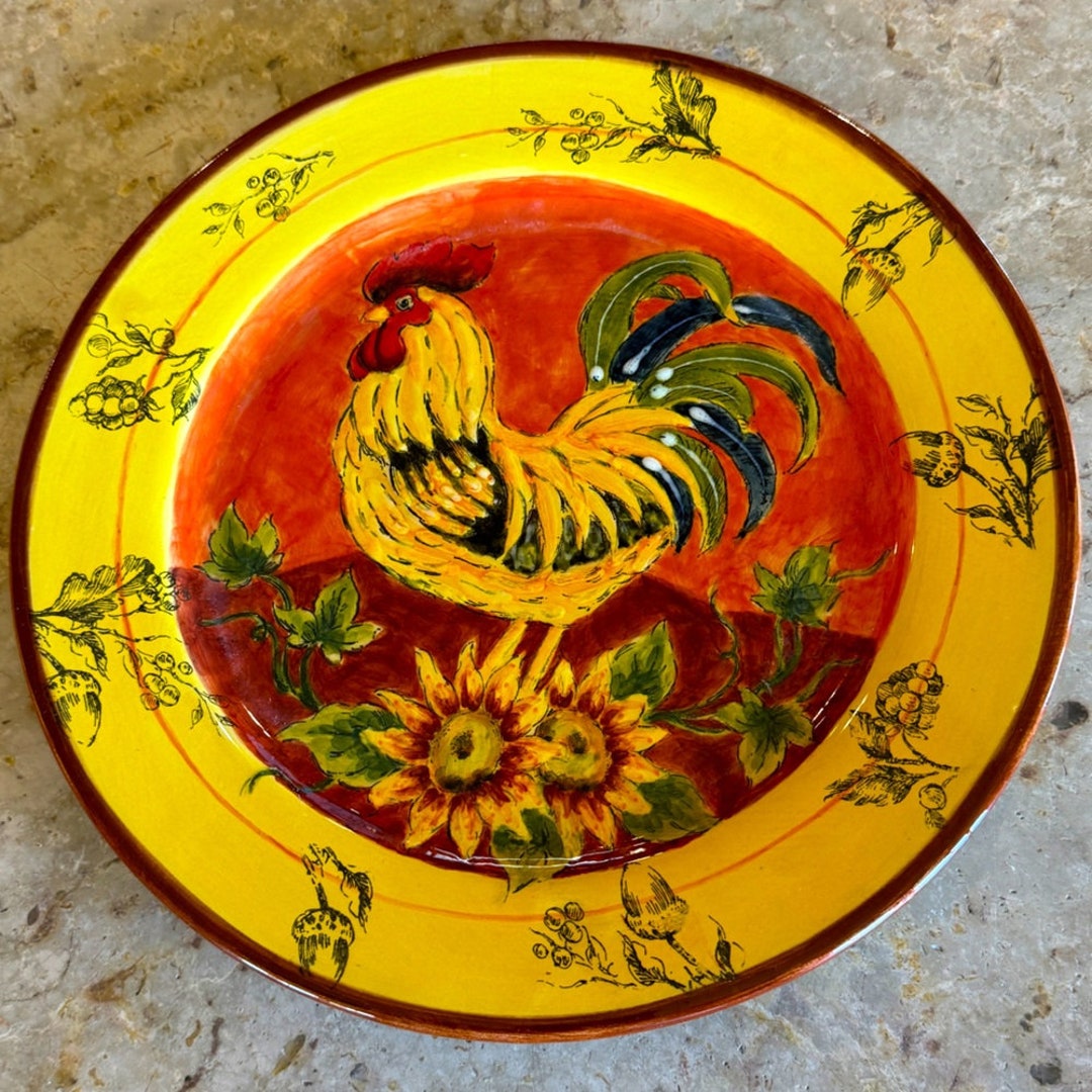 Maxcera Hand-painted Rooster Dishes red/yellow 11 Set of 8 - Etsy