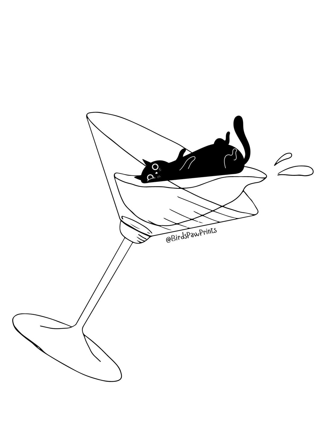 Martini Cat Print - Etsy