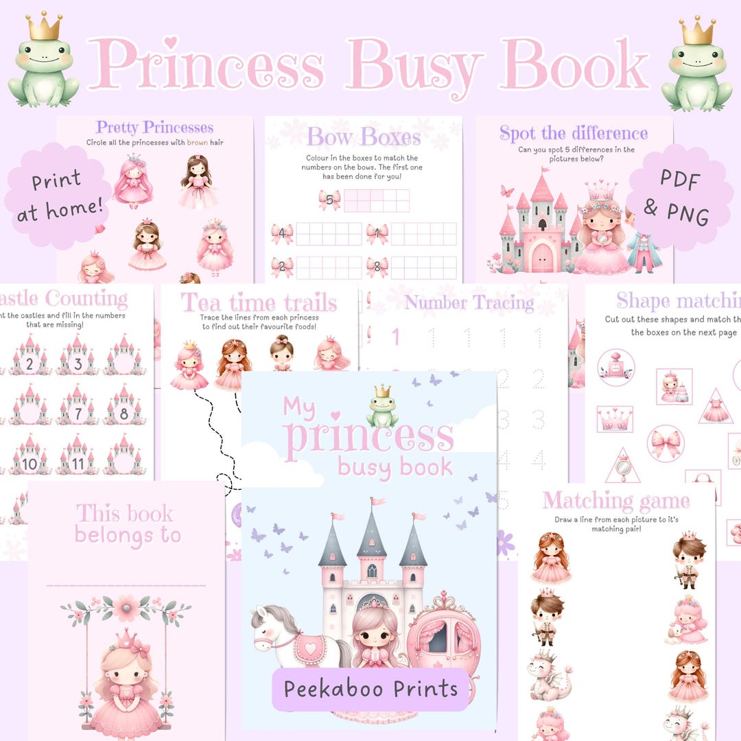21 Page Printable Princess Busy Book | Instant Digital Download | PDF ...