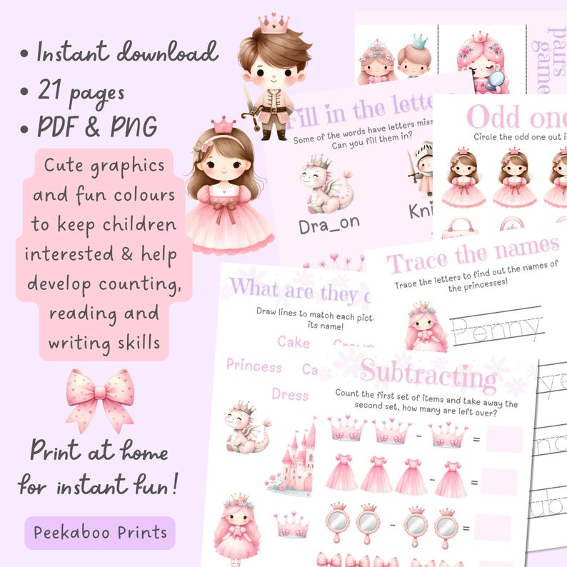 21 Page Printable Princess Busy Book | Instant Digital Download | PDF ...
