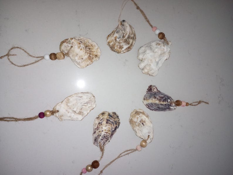 Mint and White Sea Shell Print Decoupaged Oyster Shells - Etsy
