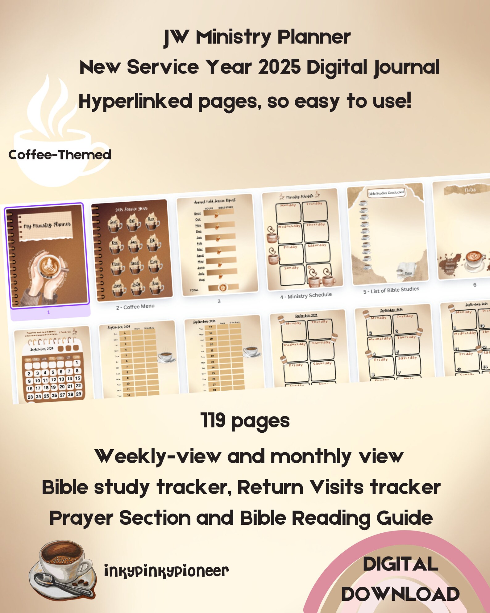 JW Digital Planner 2025 New Service Year Theocratic Journal Pioneer ...