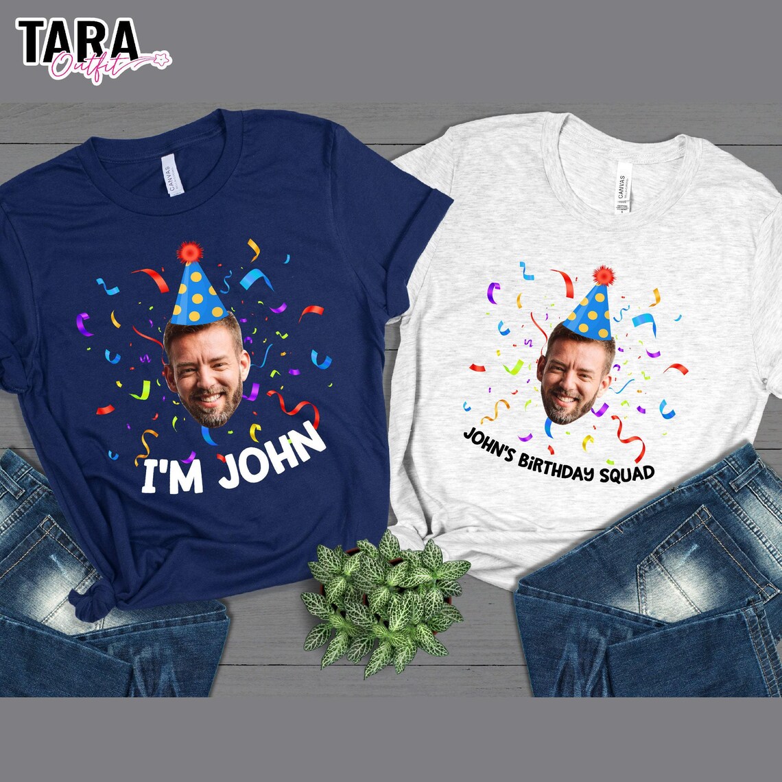 Custom Face Stick Figures Birthday Shirt, Birthday Photo Shirt, Custom ...