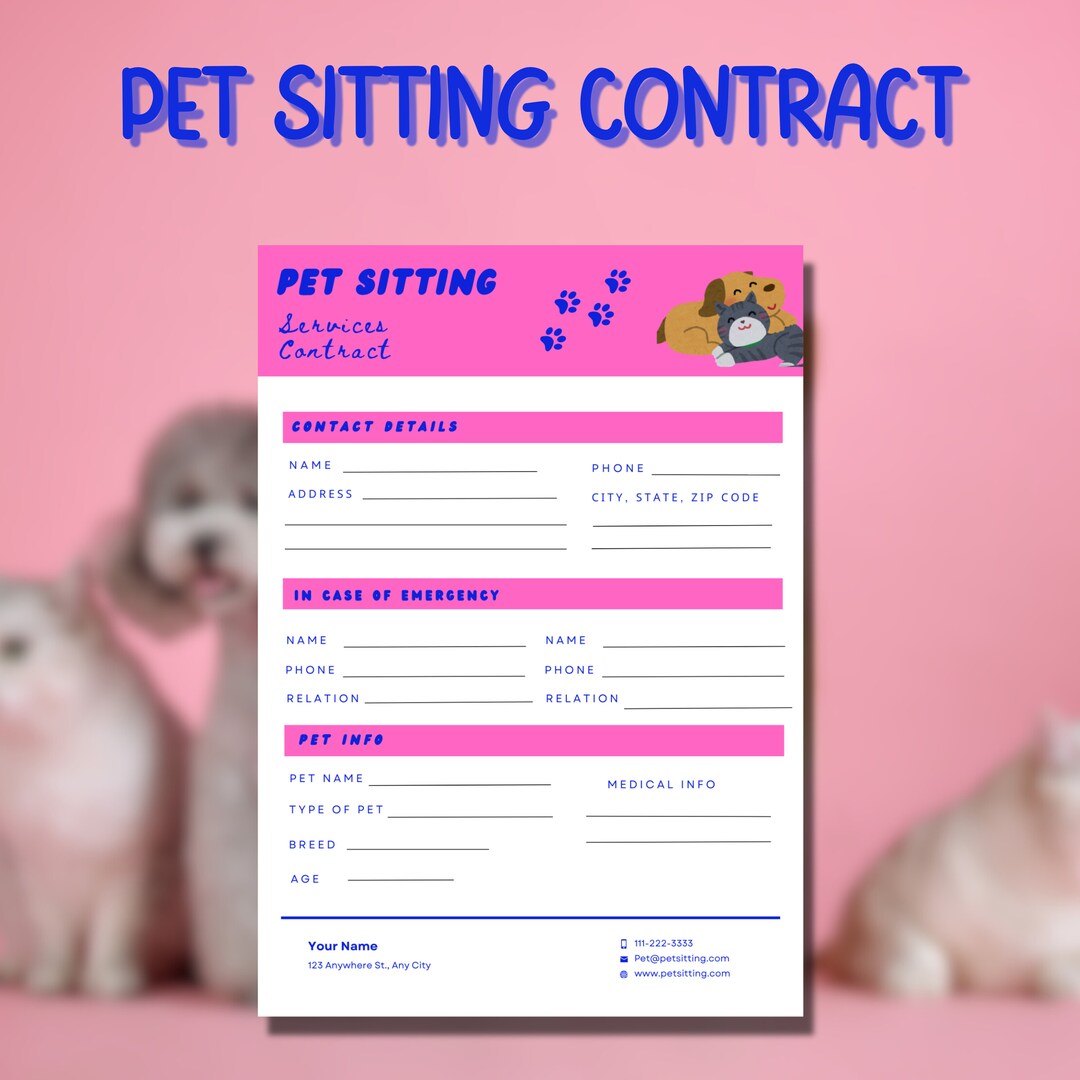 Pet Sitting Contract | Legal Terms, Conditions, Services, Pet Sitting ...