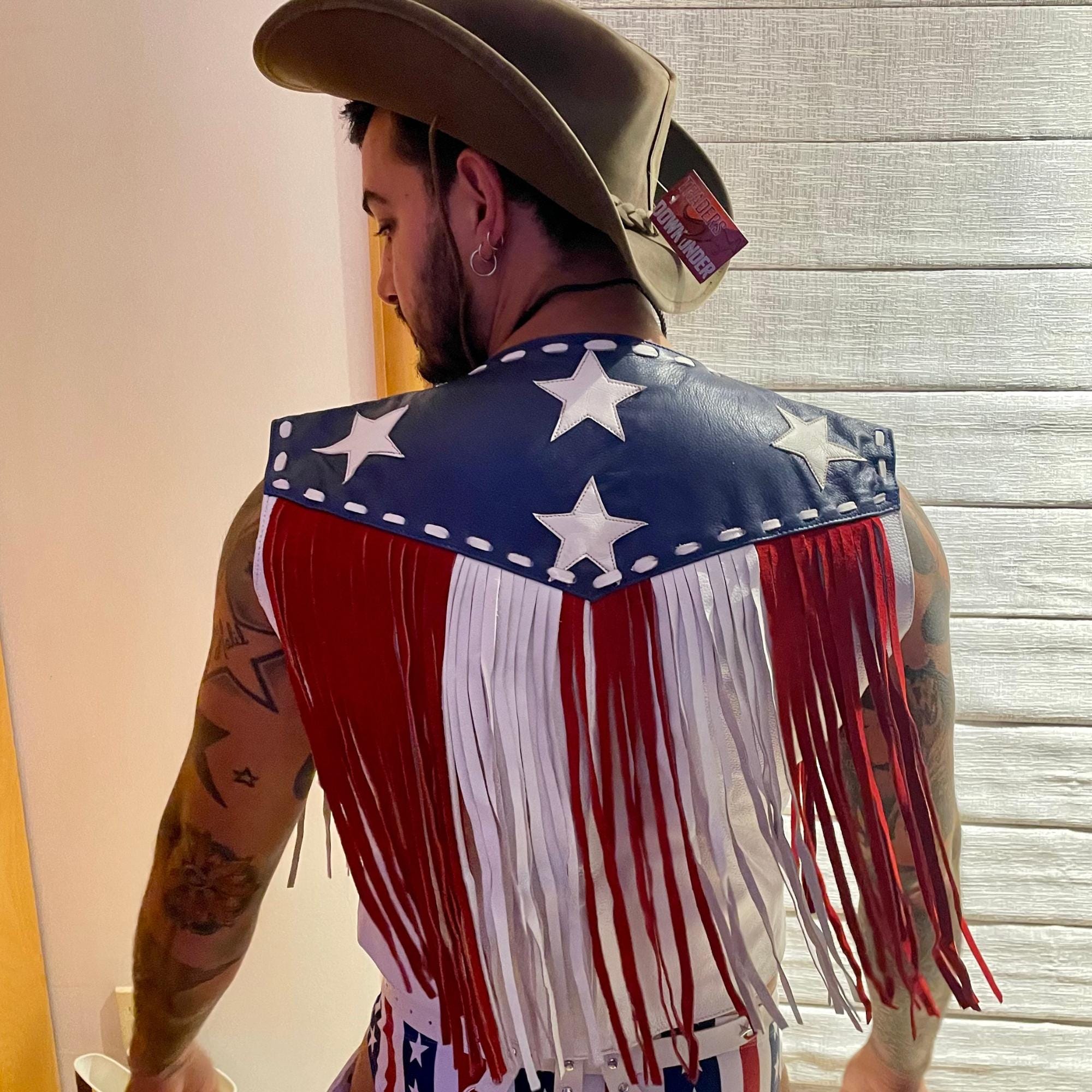 Customized American Flag Fringe Vest, Fringe Leather Vest for Unisex ...