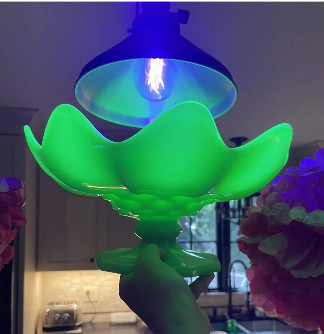 Vintage Mckee Jadeite Jadite Colonial Compote Large Green Uranium Bowl ...