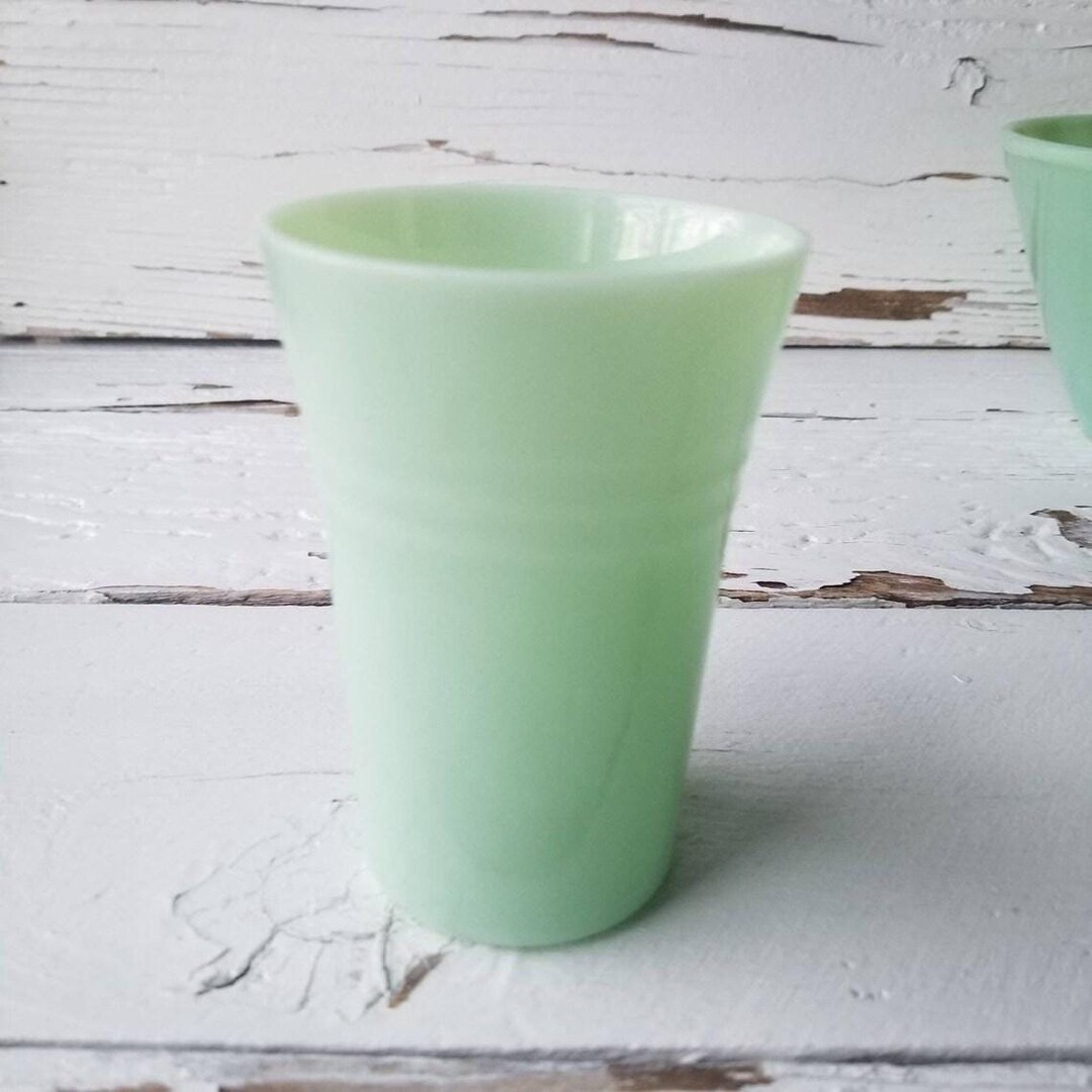 Jadeite Glass Tumbler - Jadite Drinking Glass - Green Milk Glass - Jade ...