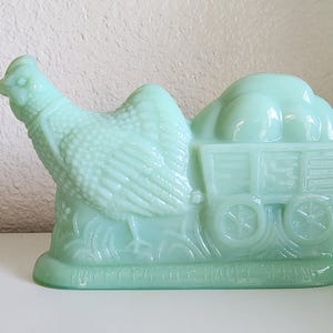Vintage Hallmark Jadeite Jadite Chicken Pulling Easter Eggs Jade Green ...